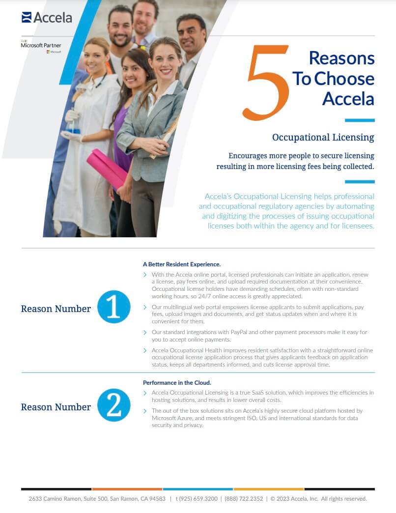 5 Reasons to Choose Accela Occupational Licensing
